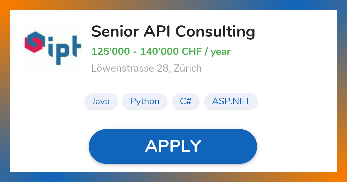 Senior API Consulting Job in Zürich | Innovation Process Technology AG