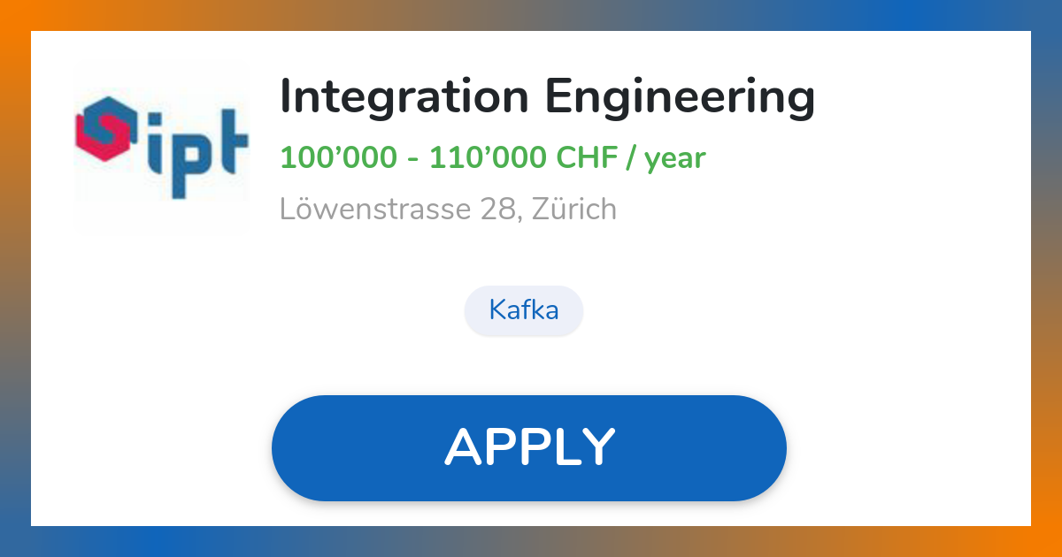 Integration Engineering Job in Zürich | Innovation Process Technology AG