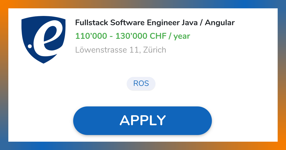 Fullstack Software Engineer Java Angular Job In Zürich Erni Schweiz Ag