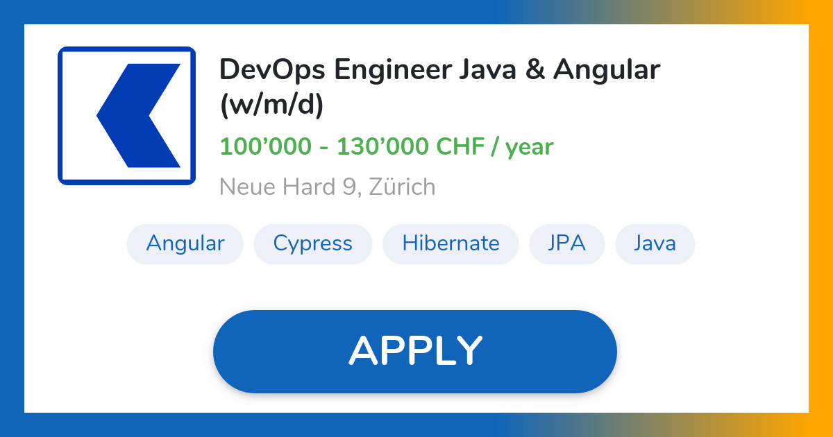 Devops Engineer Java And Angular Wmd Job In Zürich Zürcher Kantonalbank 