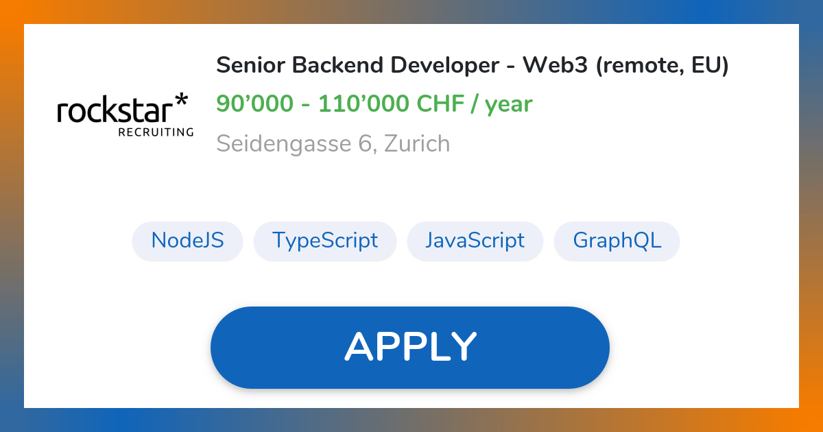 Remote Senior Backend Developer - Web3 (remote, EU) | Rockstar ...