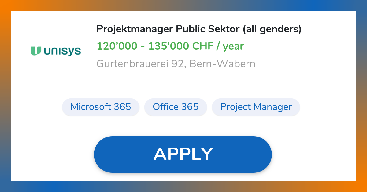 Projektmanager Public Sektor (all genders) Job in Bern-Wabern | Unisys
