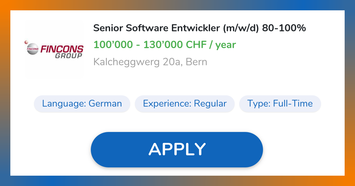 Senior Java Software Entwickler - Cloud Plattform Job in Bern | Fincons Group AG