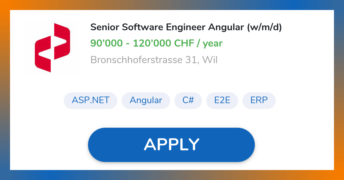 Senior Software Engineer Angular (w/m/d) Job in Wil | Infosystem AG