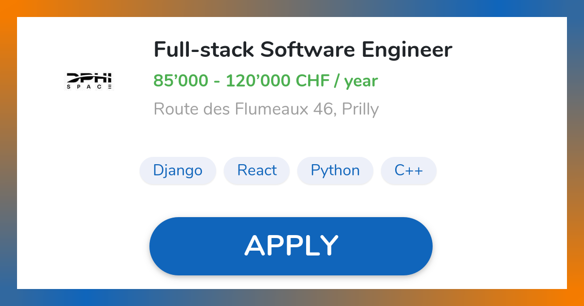 Full-stack Software Engineer Job in Prilly | DPhi Space