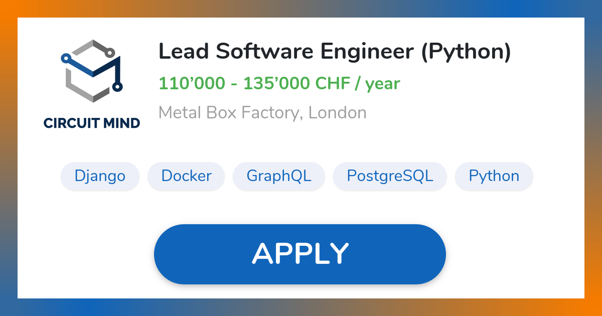 Remote Lead Software Engineer (Python) | Circuit Mind